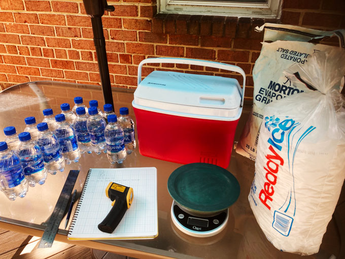 Build ice towers with bottled water and ice