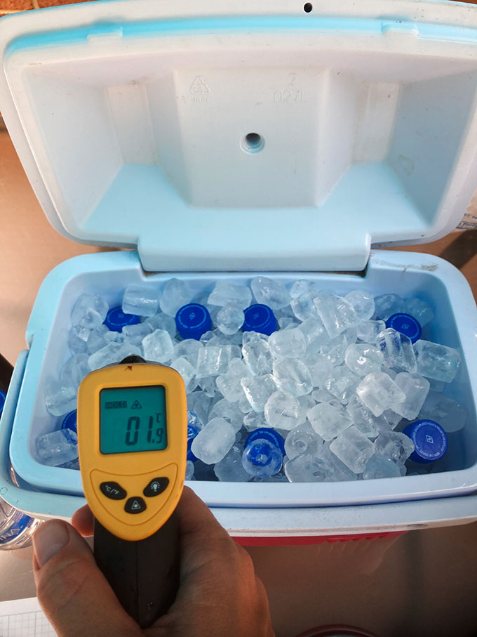 Build ice towers with bottled water and ice