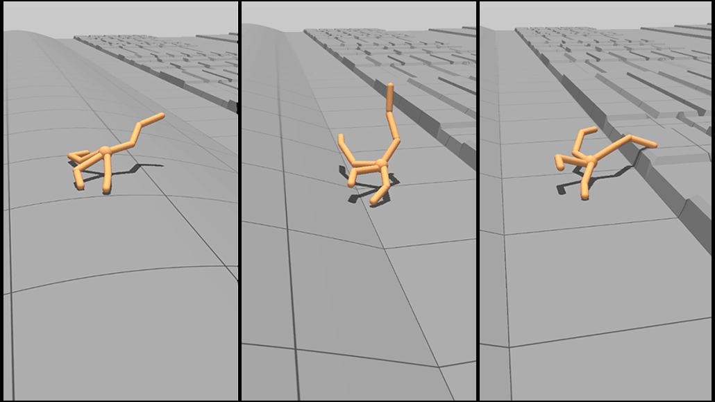 Virtual critters evolve bodies that help them learn