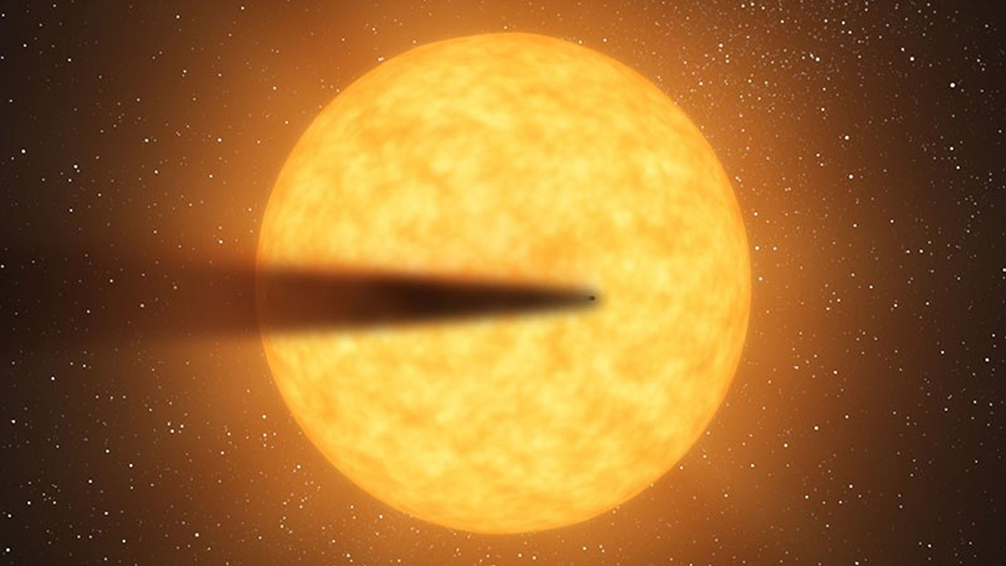 A distant crumbling exoplanet spills its guts